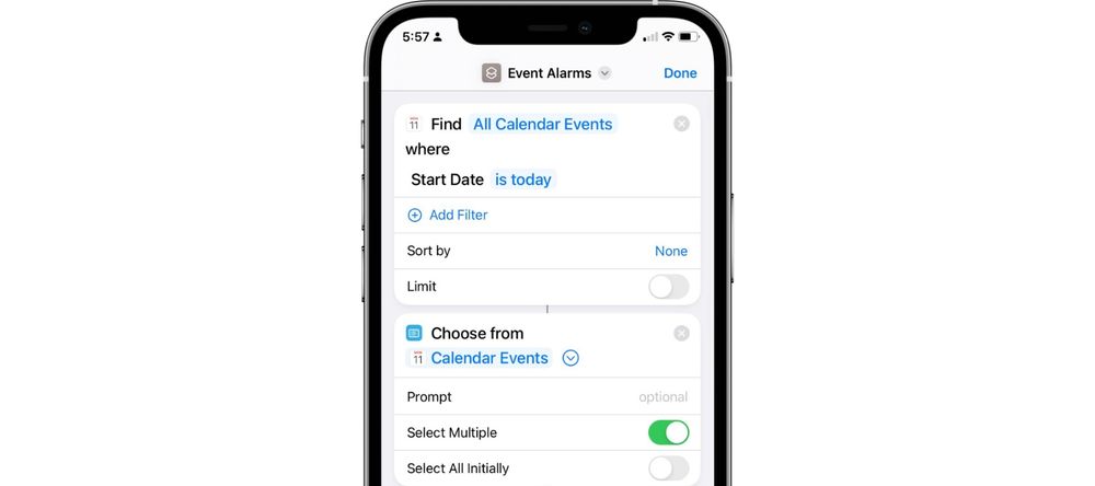 How to Create an Apple Shortcut to Set Alarms for Today's Calendar Events